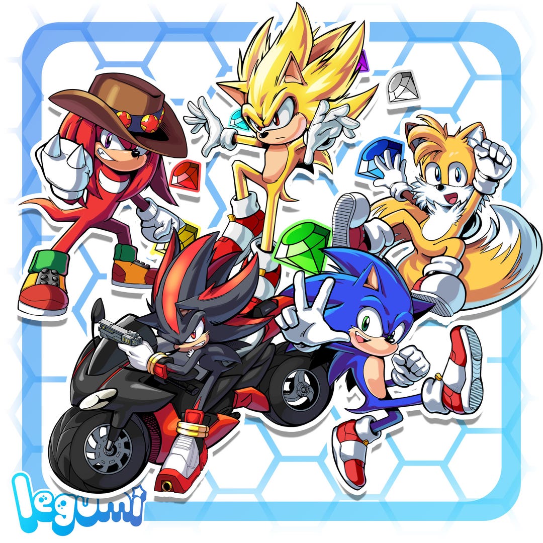 Sonic Movie Sticker Set Sonic Shadow Knuckles Tails And Super Sonic