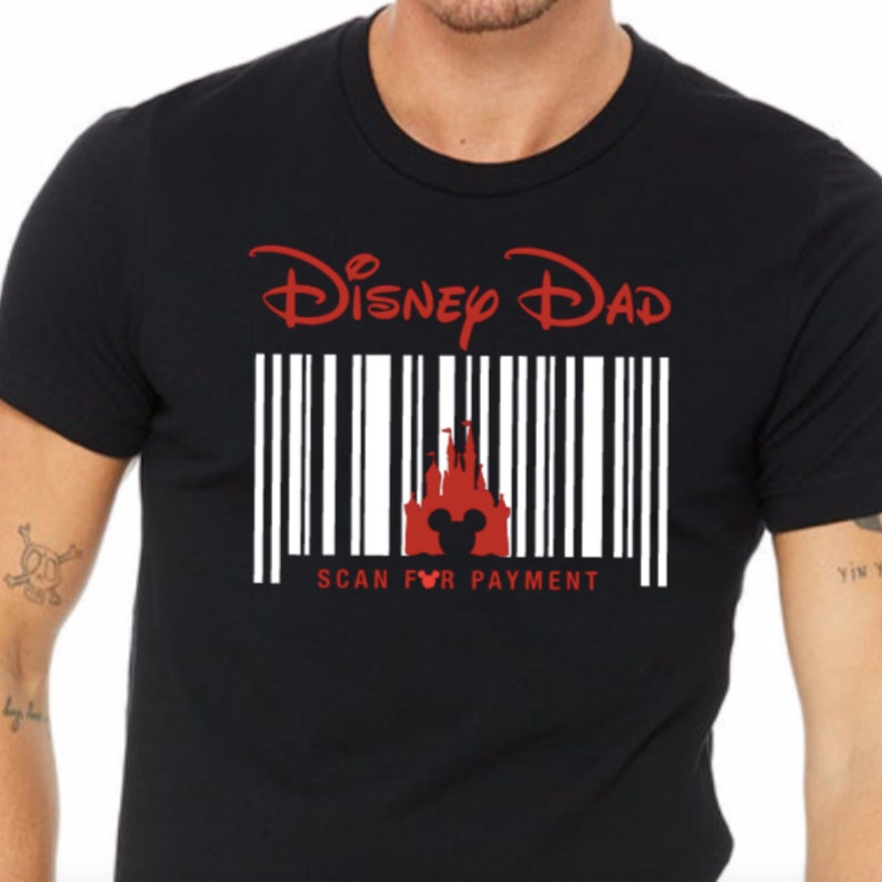Disney Dad Scan for Payment Disney Barcode Shirt Disney Mens - Etsy