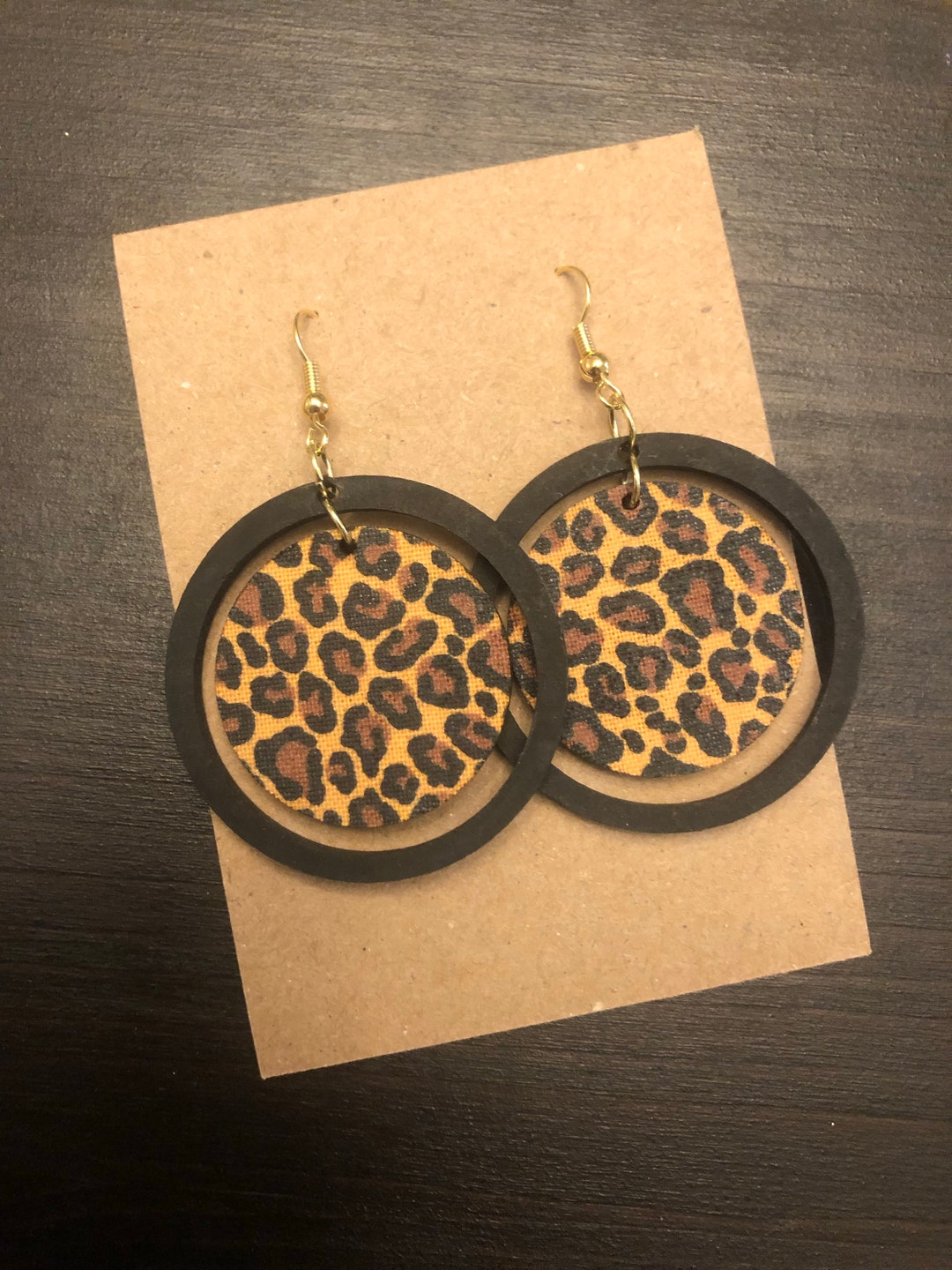 Cheetah Print Earrings | Cheetah Accessories | Wooden Earrings - Etsy
