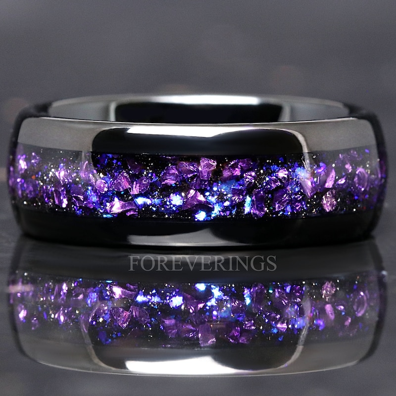 Purple Ceramic Opal Ring - Etsy UK