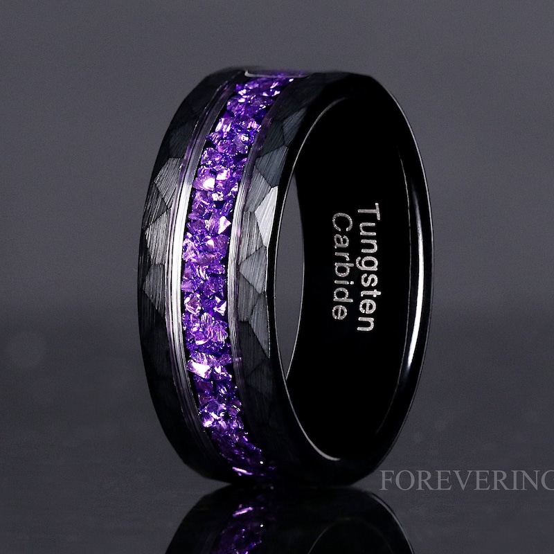 Mens Black and Purple Rings - Etsy