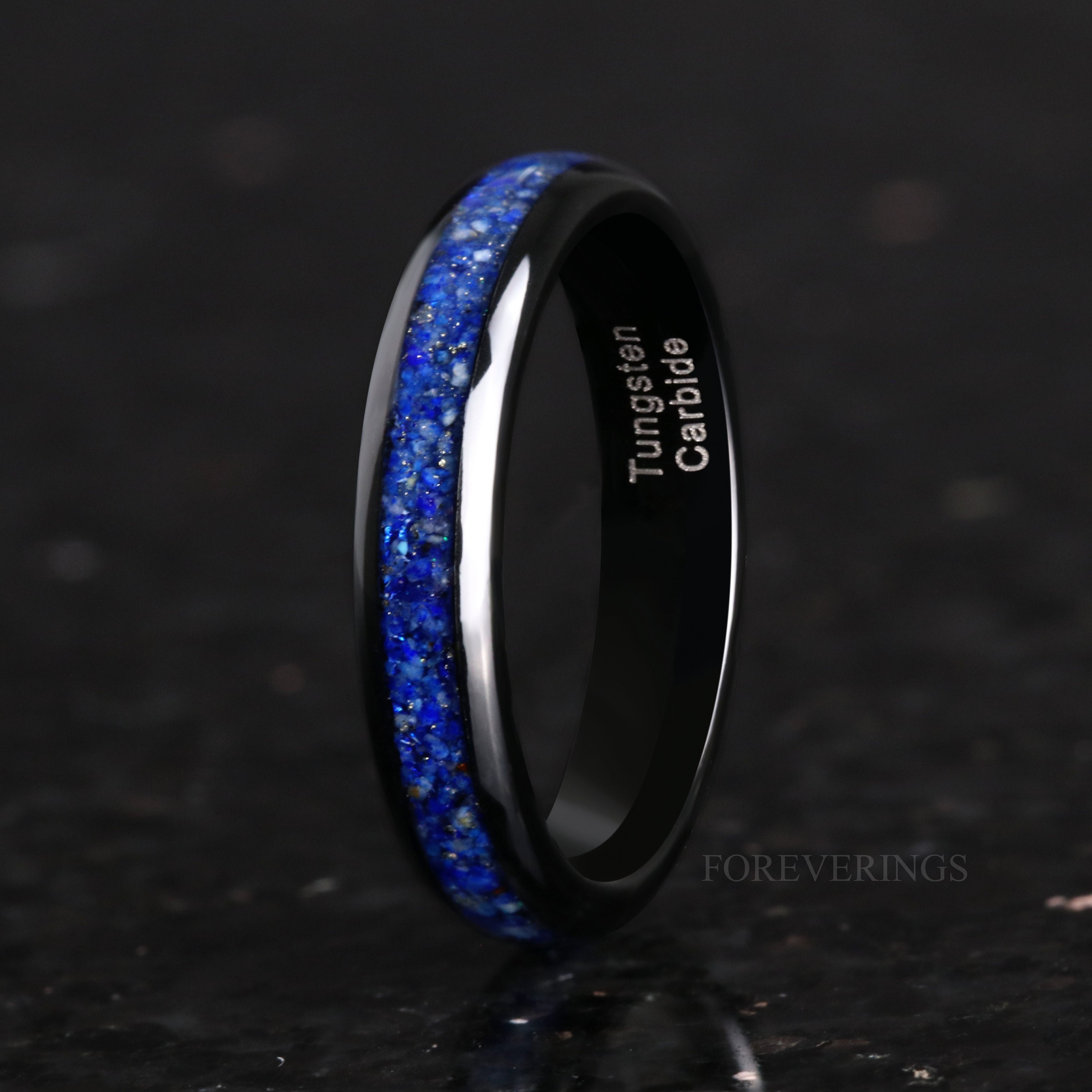 Celestial Blue Lapis Lazuli Ring Set His and Hers Tungsten - Etsy