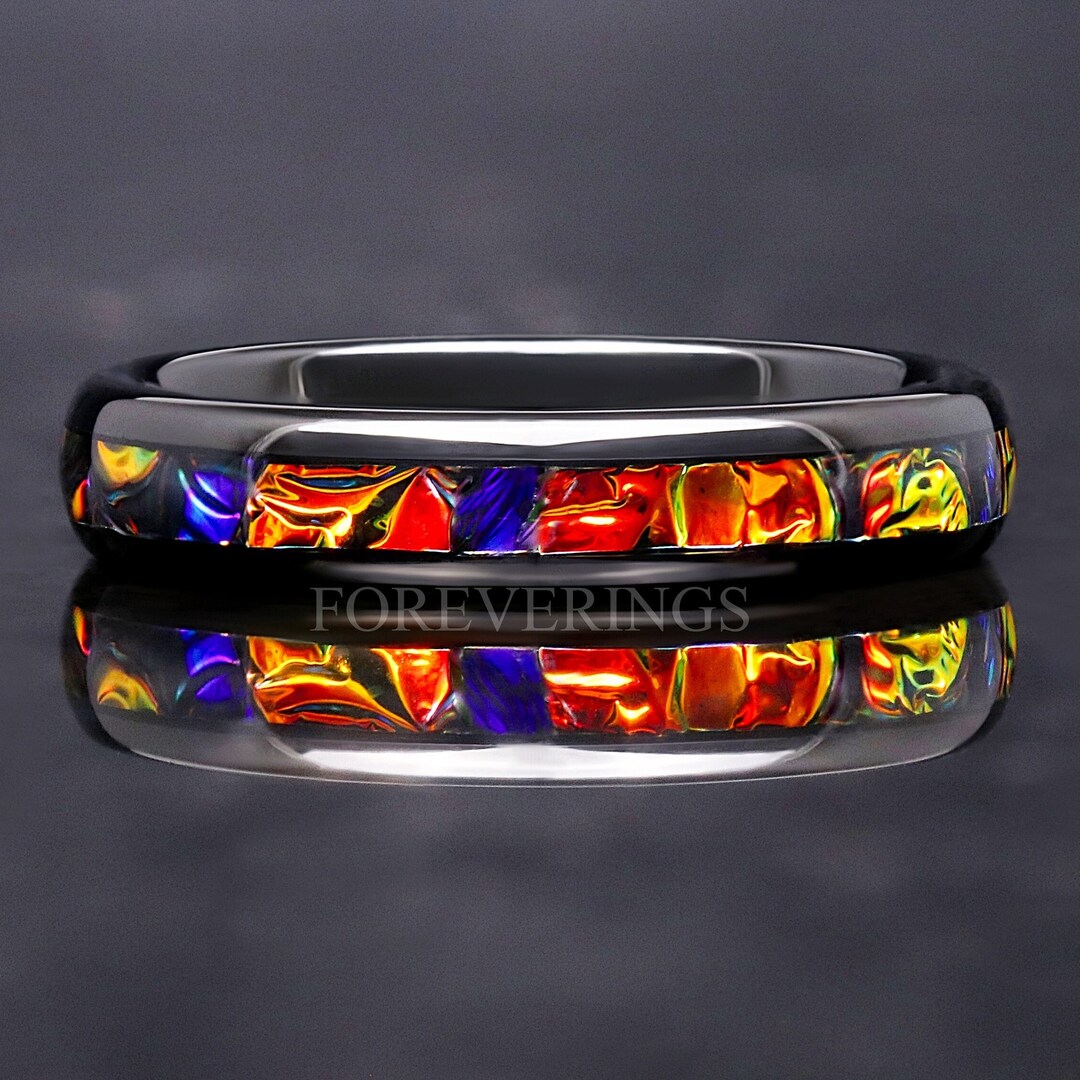 Red Dragon Ring Tungsten Band, Red Nebula Ring, 4mm Man Woman Space ...