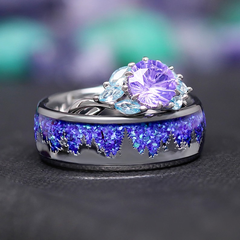 Nesta Amethyst Ring, Unique Engagement Ring, Womens Wedding Ring ...