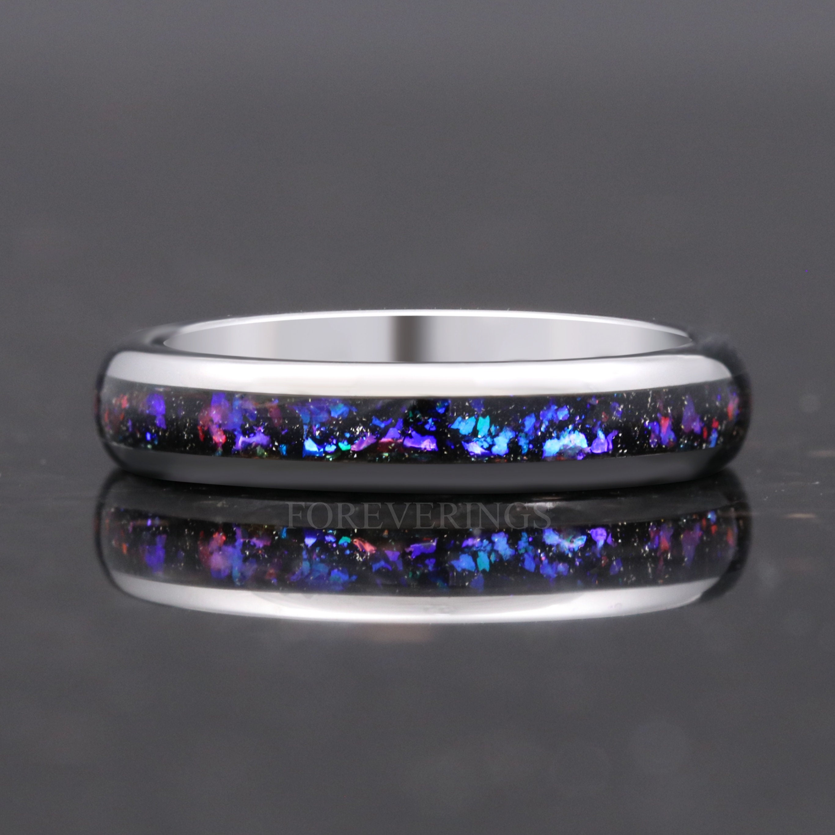 Orion Nebula Ring, 4mm Silver Tungsten Wedding Band, Outer Space Ring ...