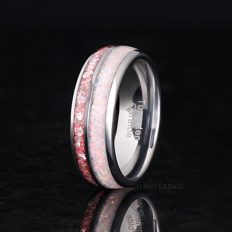Opal Ring Men, Morganite Wedding Band, Personalized Gift, White Fire ...