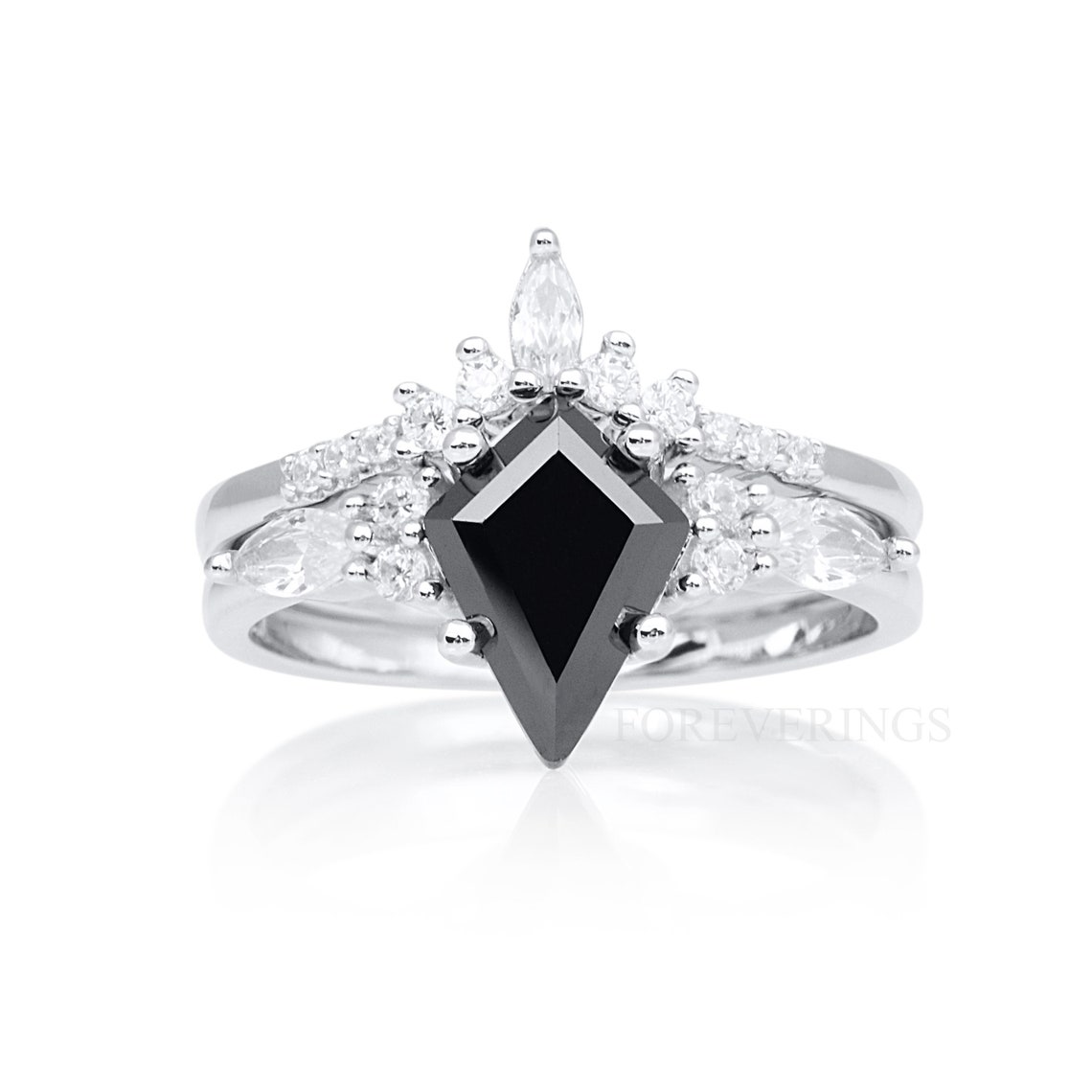 Black Onyx Ring Set His and Hers Wedding Band His Silver - Etsy
