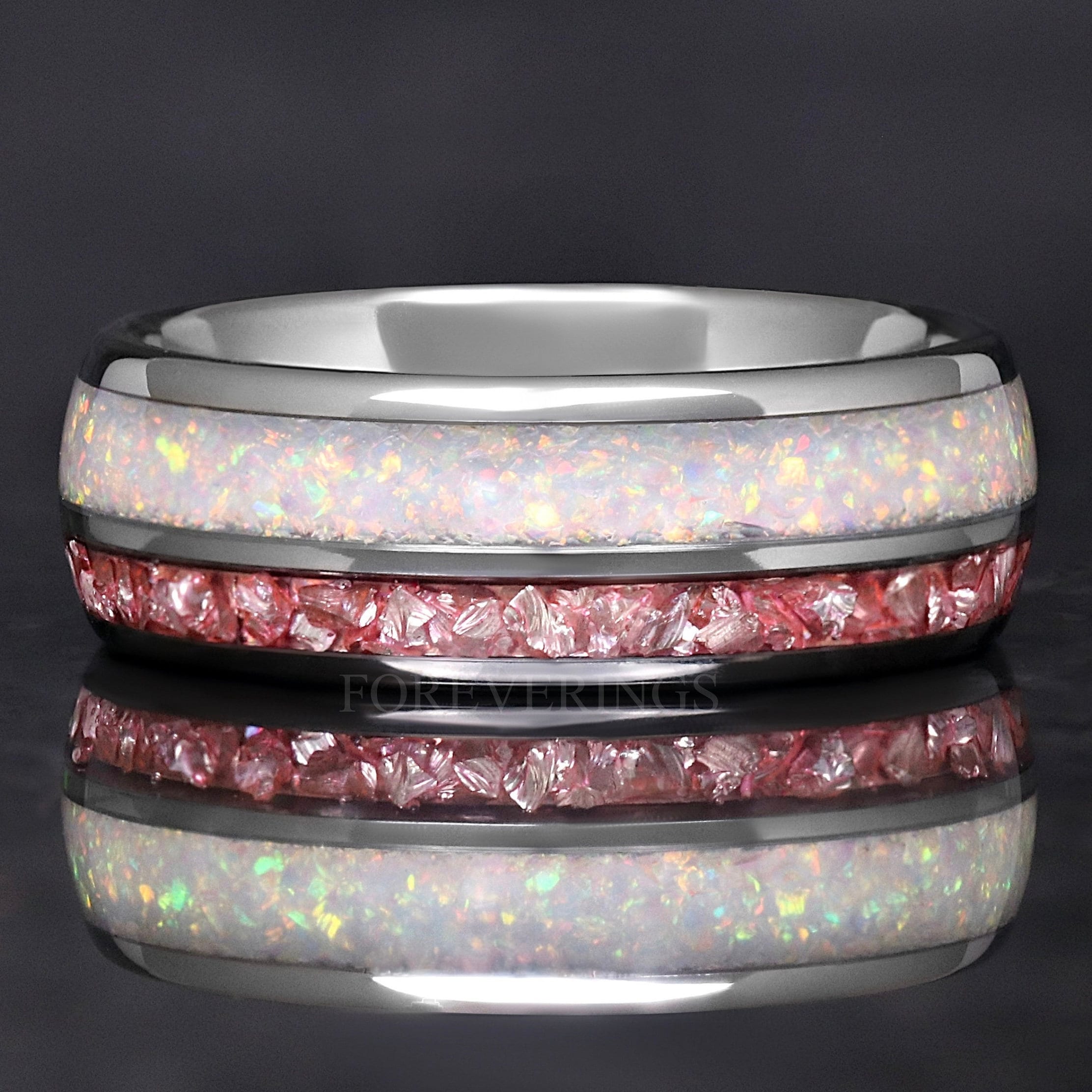 Opal Ring Men, Morganite Wedding Band, Personalized Gift, White Fire ...