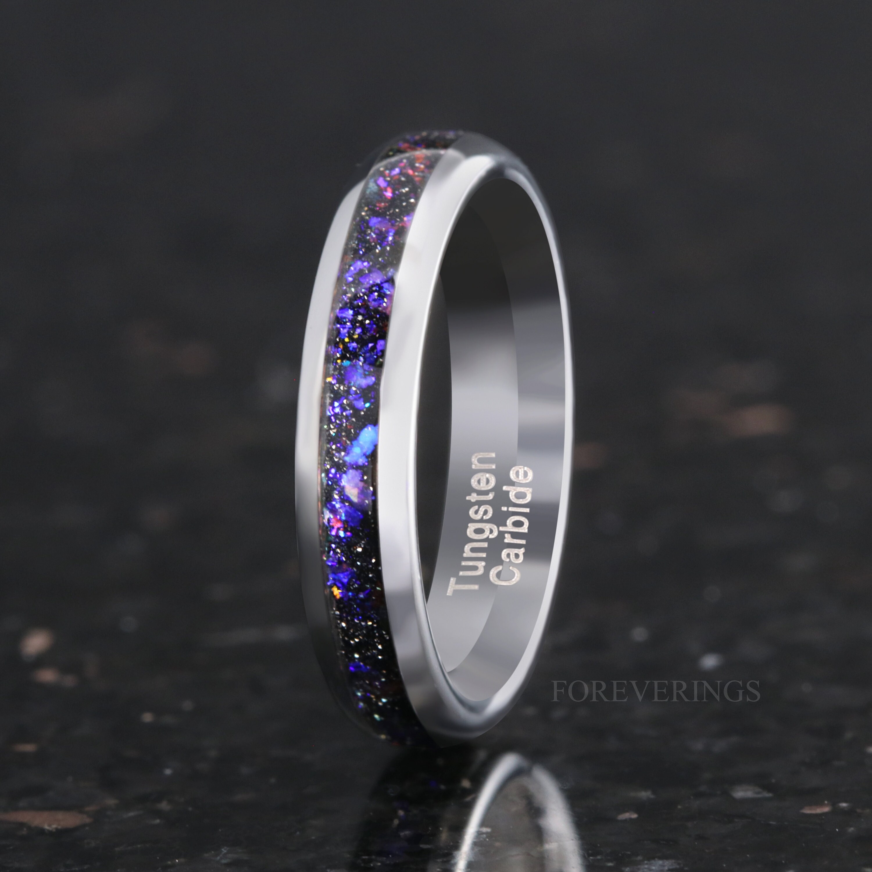 Orion Nebula Ring Set, His and Her Tungsten Wedding Band, 6mm & 4mm ...