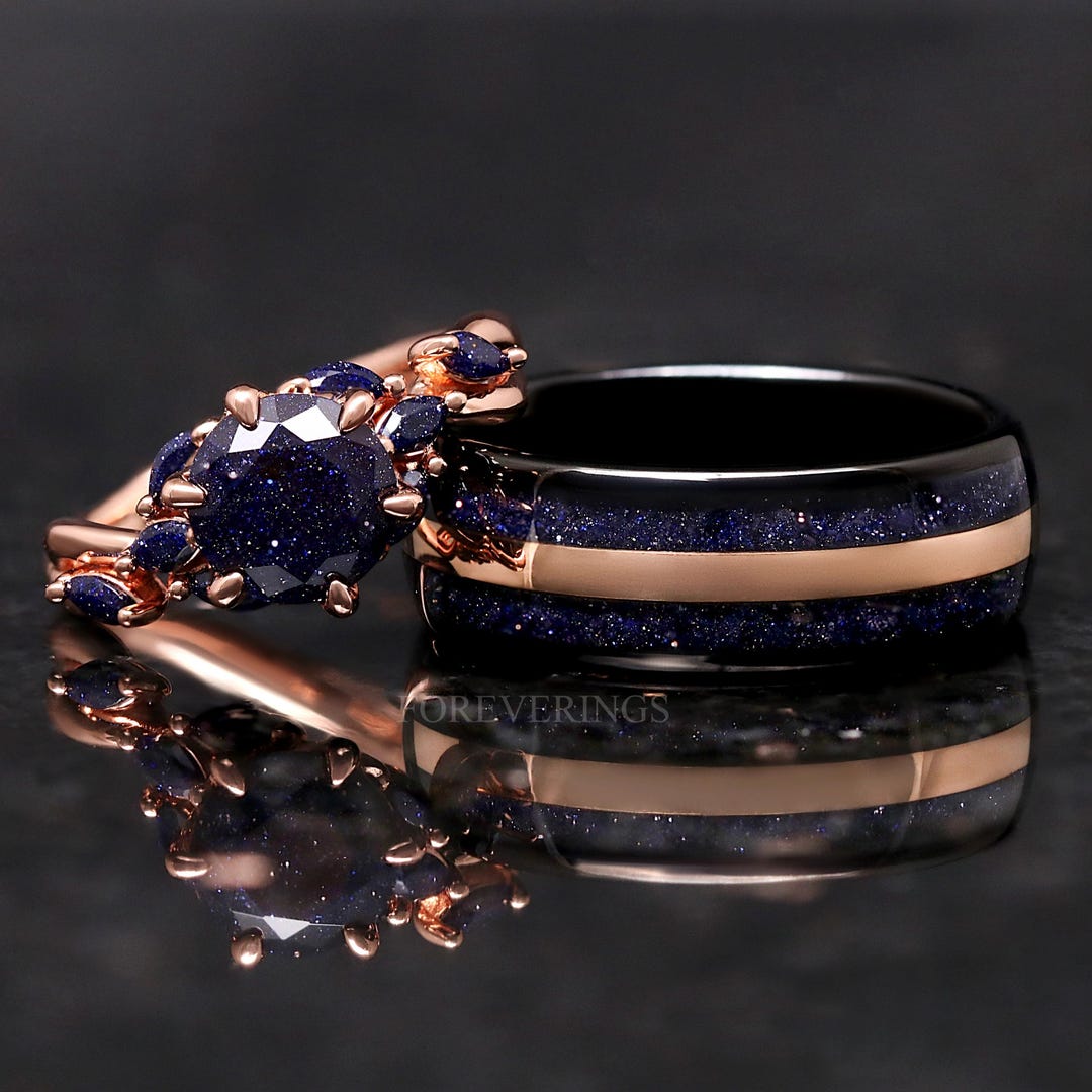 Nesta Starry Night Engagement Ring Set for Couples, Great Rift Nebula ...