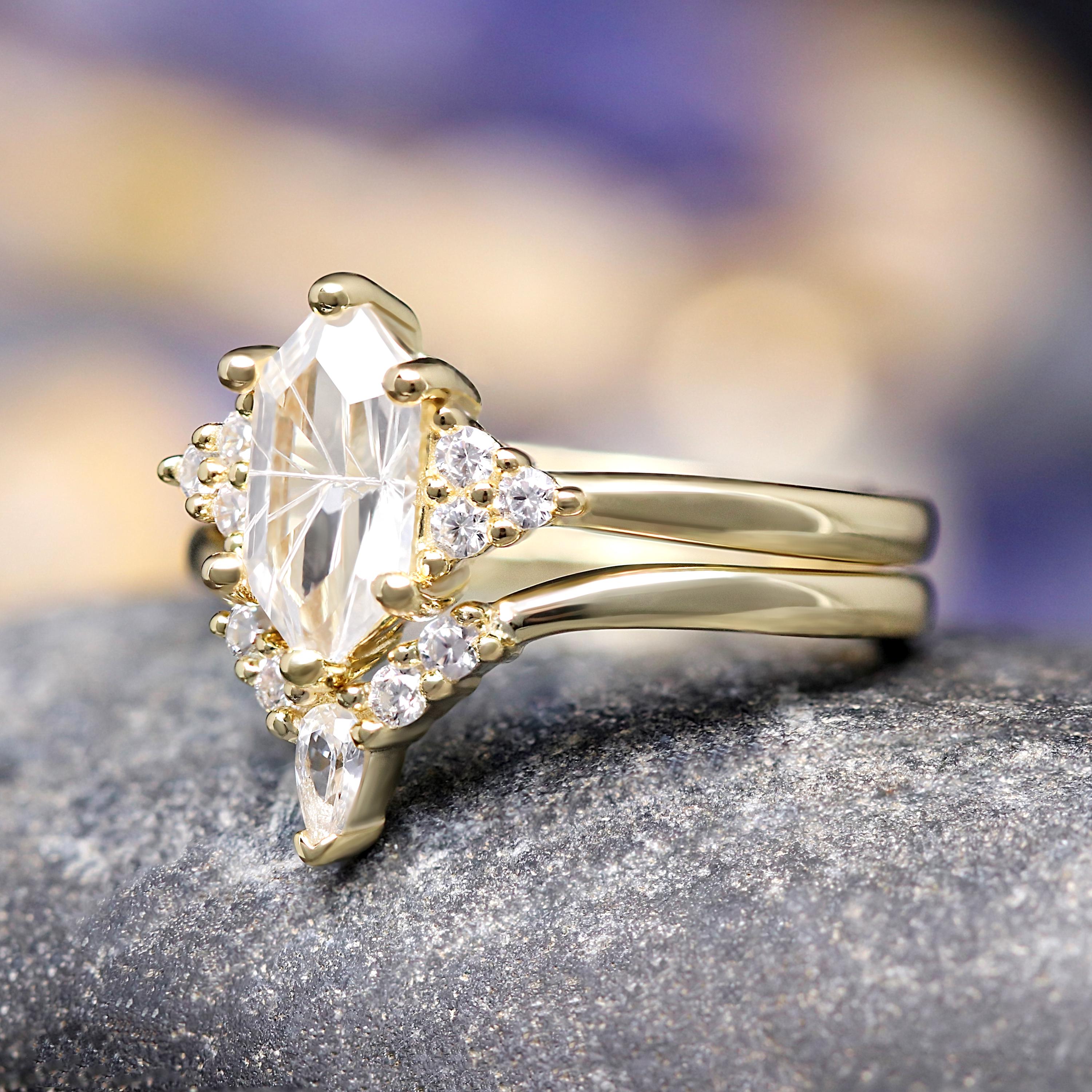 Spire White Sapphire Engagement Ring - Elven-inpsired Fantasy Wedding ...