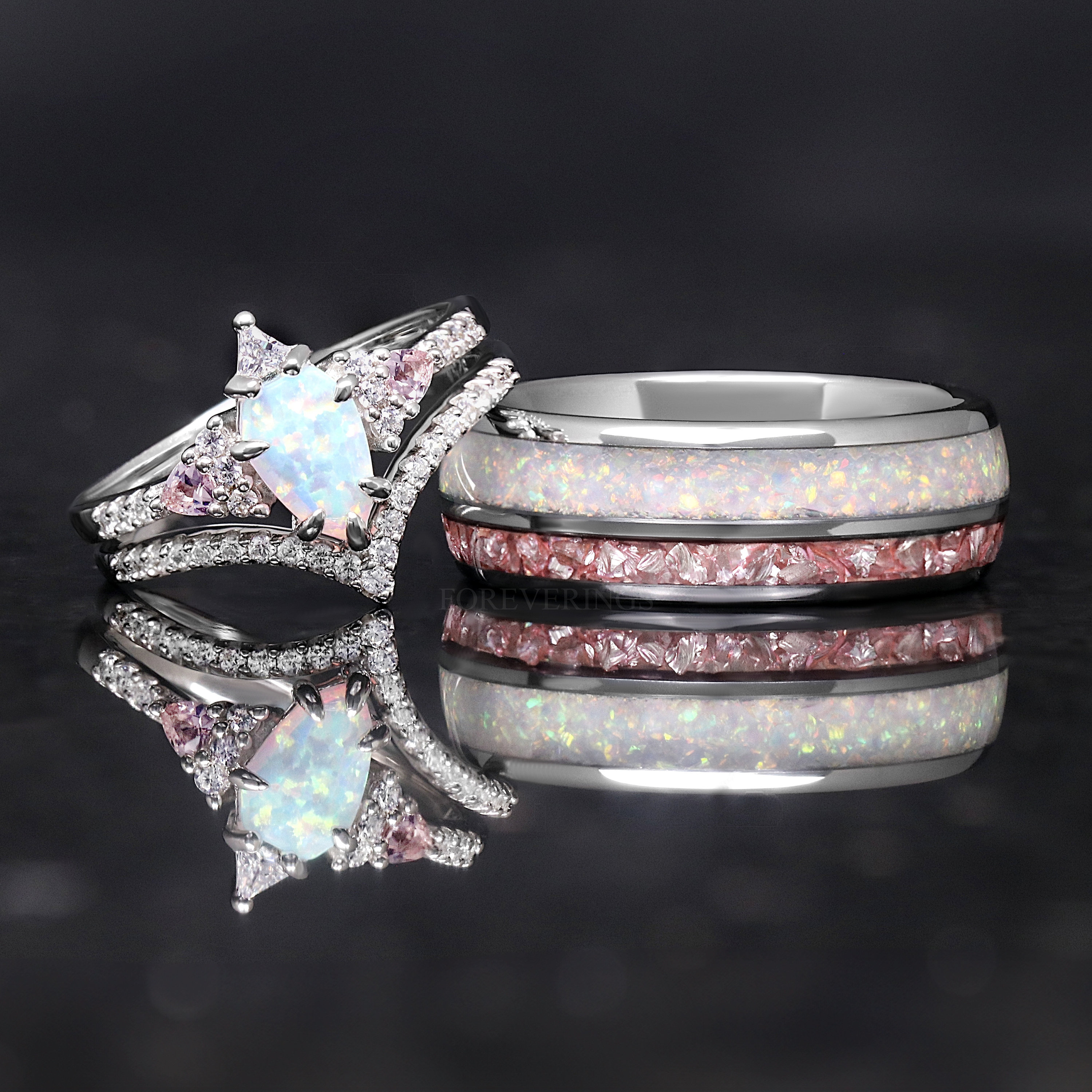Opal Ring Men, Morganite Wedding Band, Personalized Gift, White Fire ...