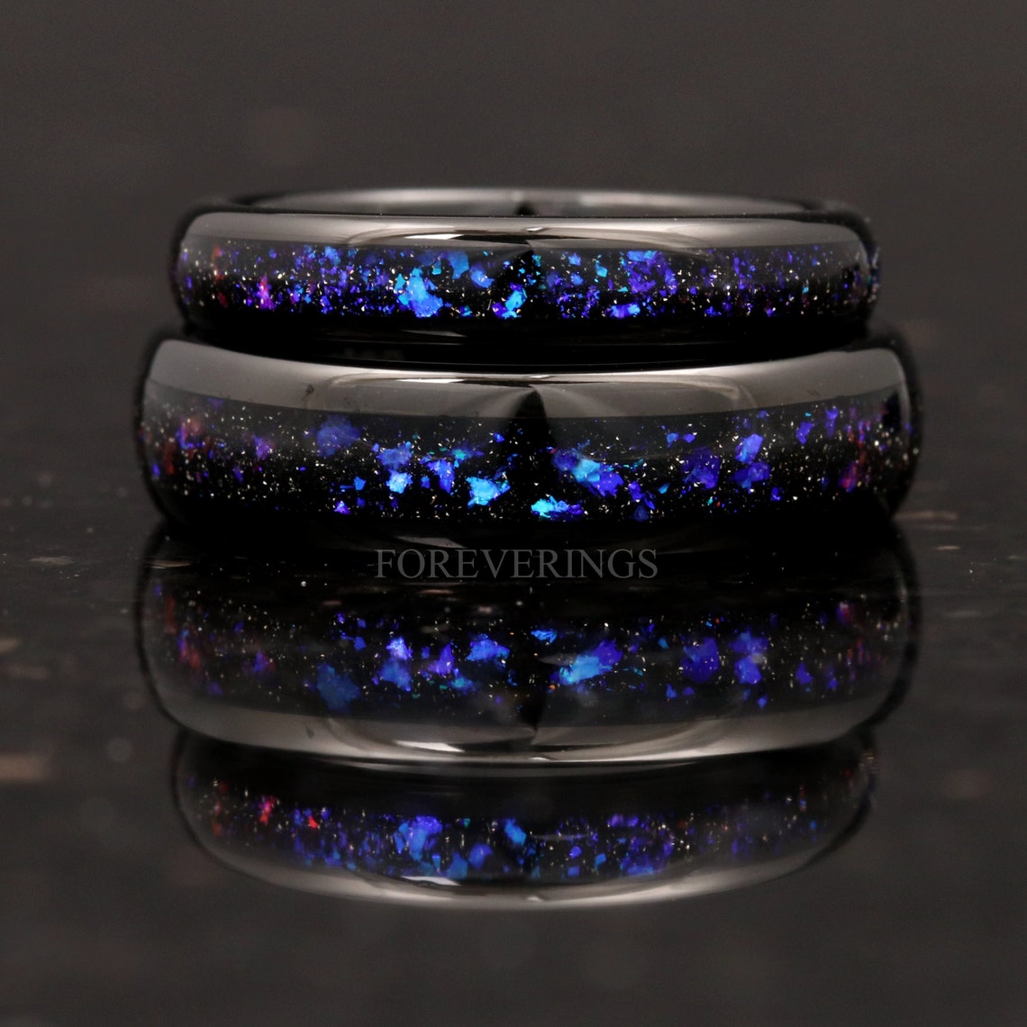 Orion Nebula Ring Set His and Her Tungsten Wedding Band 6mm | Etsy