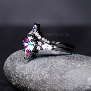 His and Her Mystic Topaz Galaxy Ring Set, Cass Supernova, Black ...