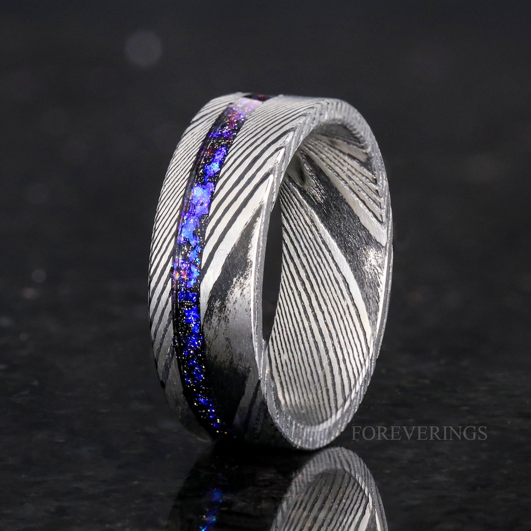 Damascus Ring Man, Orion Nebula Outer Space Ring, Mens Wedding Band ...