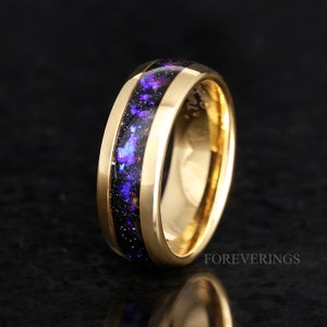 Orion Nebula Couples Ring Set Gold, His and Her Wedding Band, Sapphire ...