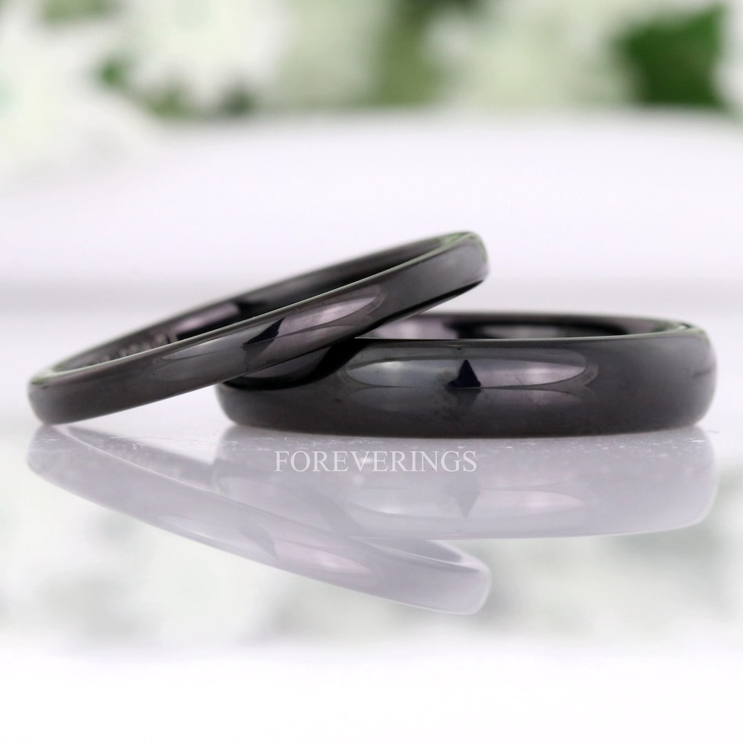 Simple Black Wedding Band, Thin Minimalist Tungsten Ring, 2mm 4mm ...