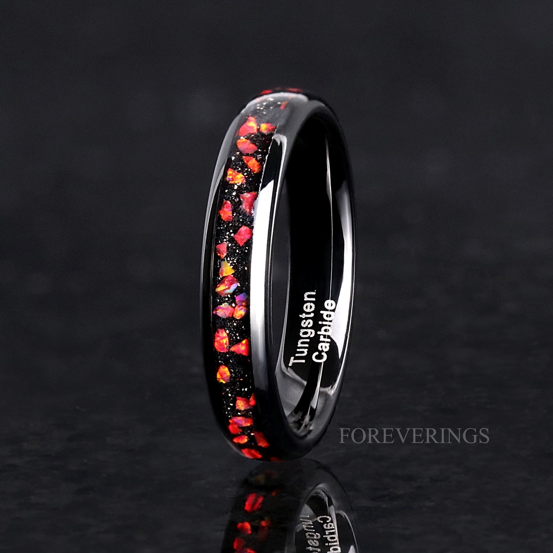 Red Nebula Ring Set His and Hers Tungsten Wedding Band Red - Etsy