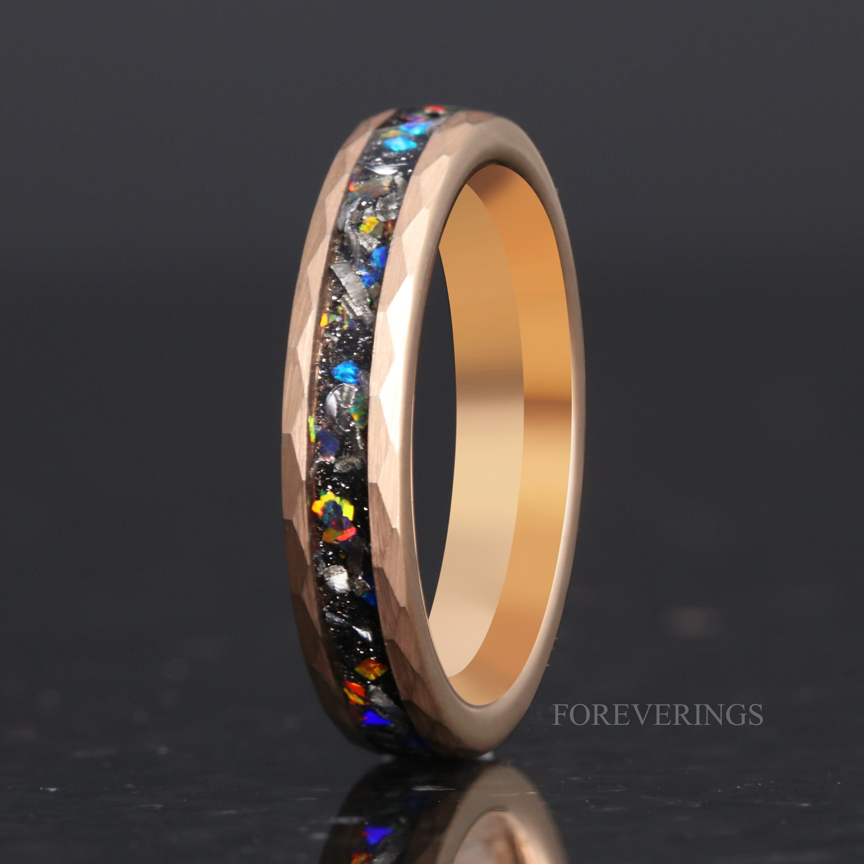 Meteorite and Galaxy Opal Ring Set His and Hers Tungsten - Etsy