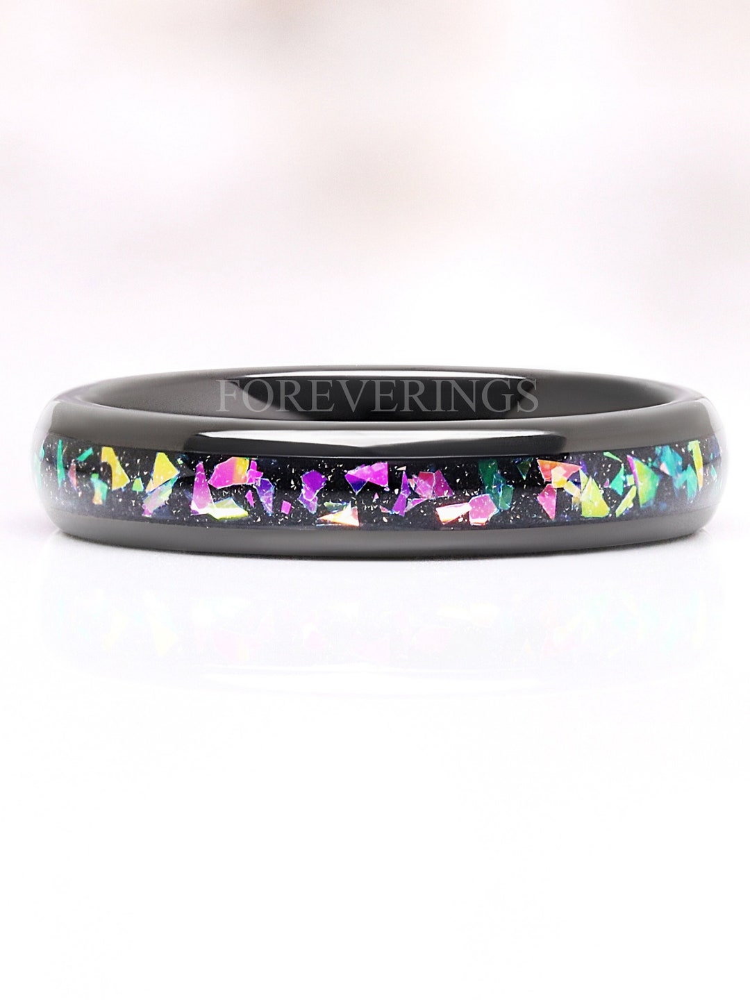 Cass Supernova Black Nebula Ring 4mm Wedding Band, Black Outer Space ...
