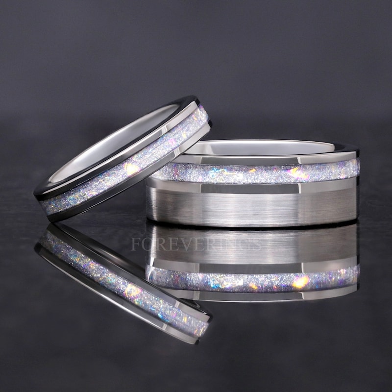 Moonstone Wedding Ring Set - Etsy