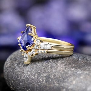 Orion Nebula Couples Ring Set Gold, His and Her Wedding Band, Sapphire ...