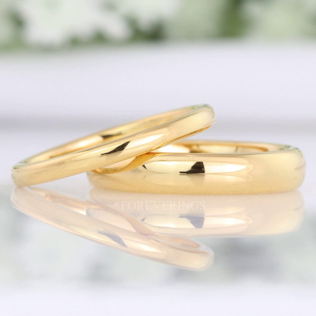Minimalist Gold Wedding Band, Gold Tungsten Ring, 2mm-4mm Men Women ...