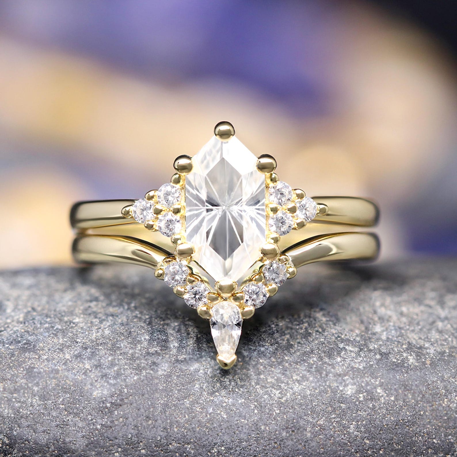 Spire White Sapphire Engagement Ring - Elven-inpsired Fantasy Wedding ...
