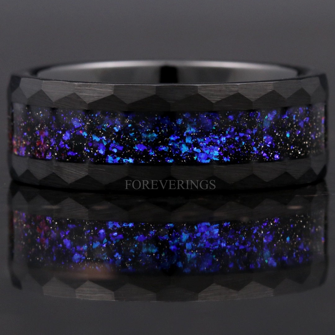 Orion Nebula Ring Hammer, Black Tungsten Outer Space Ring, 8mm-6mm-4mm ...