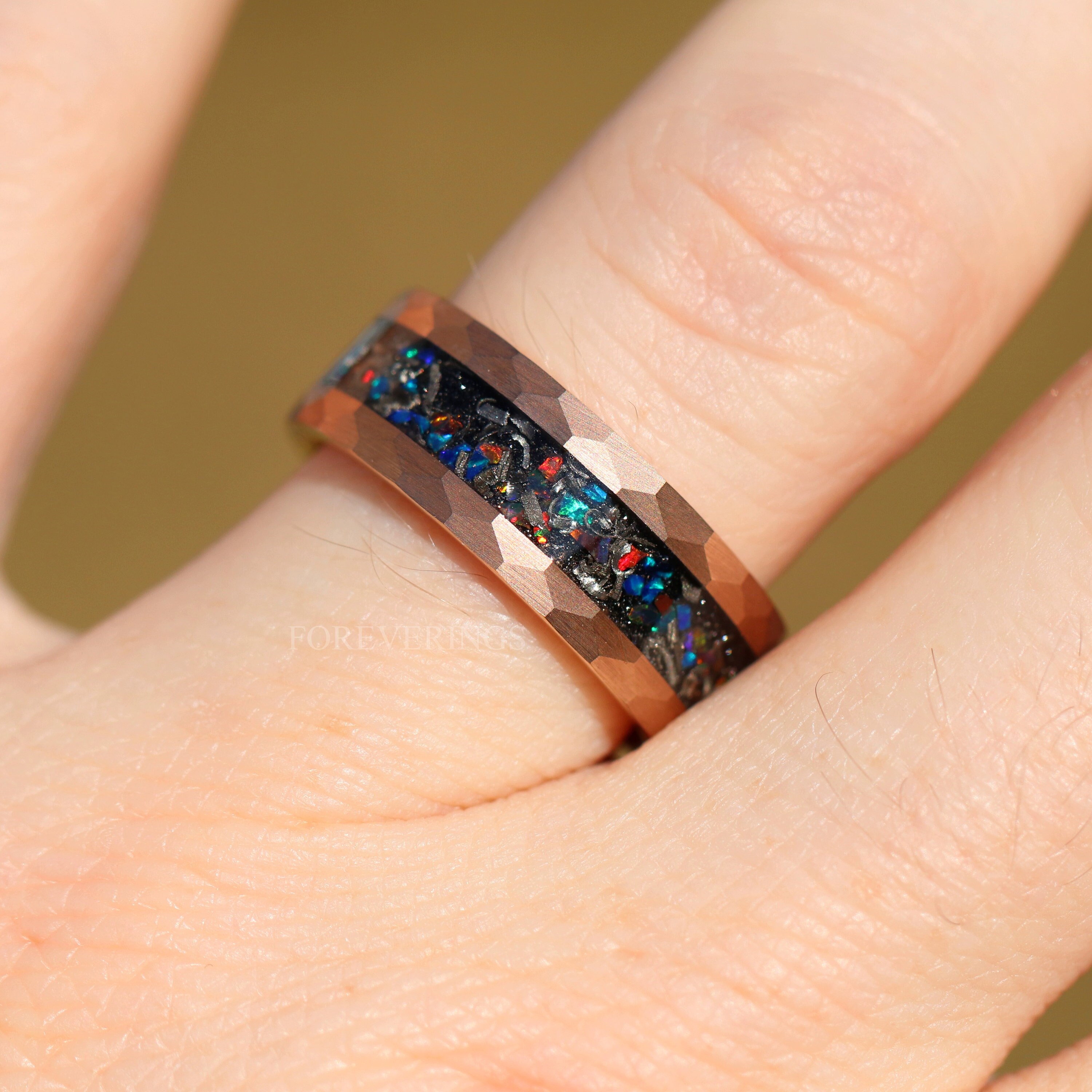 Meteorite and Galaxy Opal Ring Set His and Hers Tungsten - Etsy