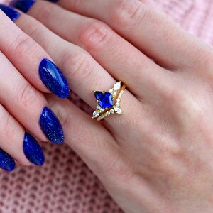 Orion Nebula Couples Ring Set Gold, His and Her Wedding Band, Sapphire ...