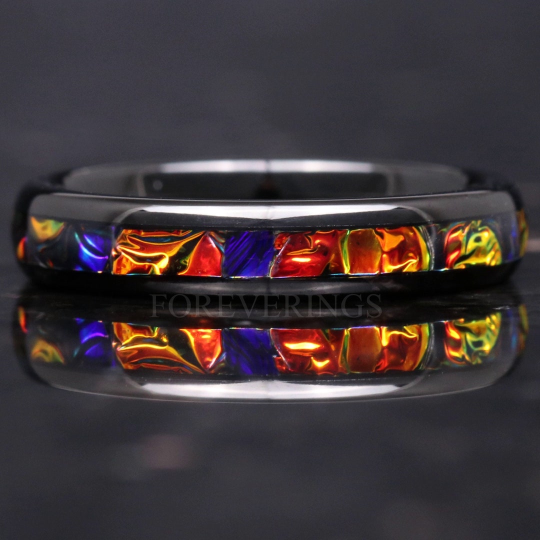 Red Dragon Ring Tungsten Band Red Nebula Ring 4mm Man Woman - Etsy