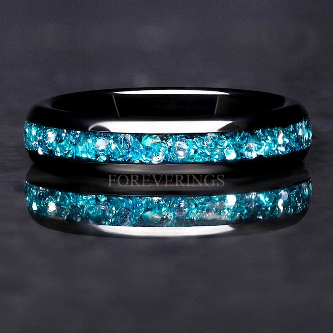 Gold Tungsten Ring Fyrddyn Promise Ring For Couple 4mm Black/Silver ...