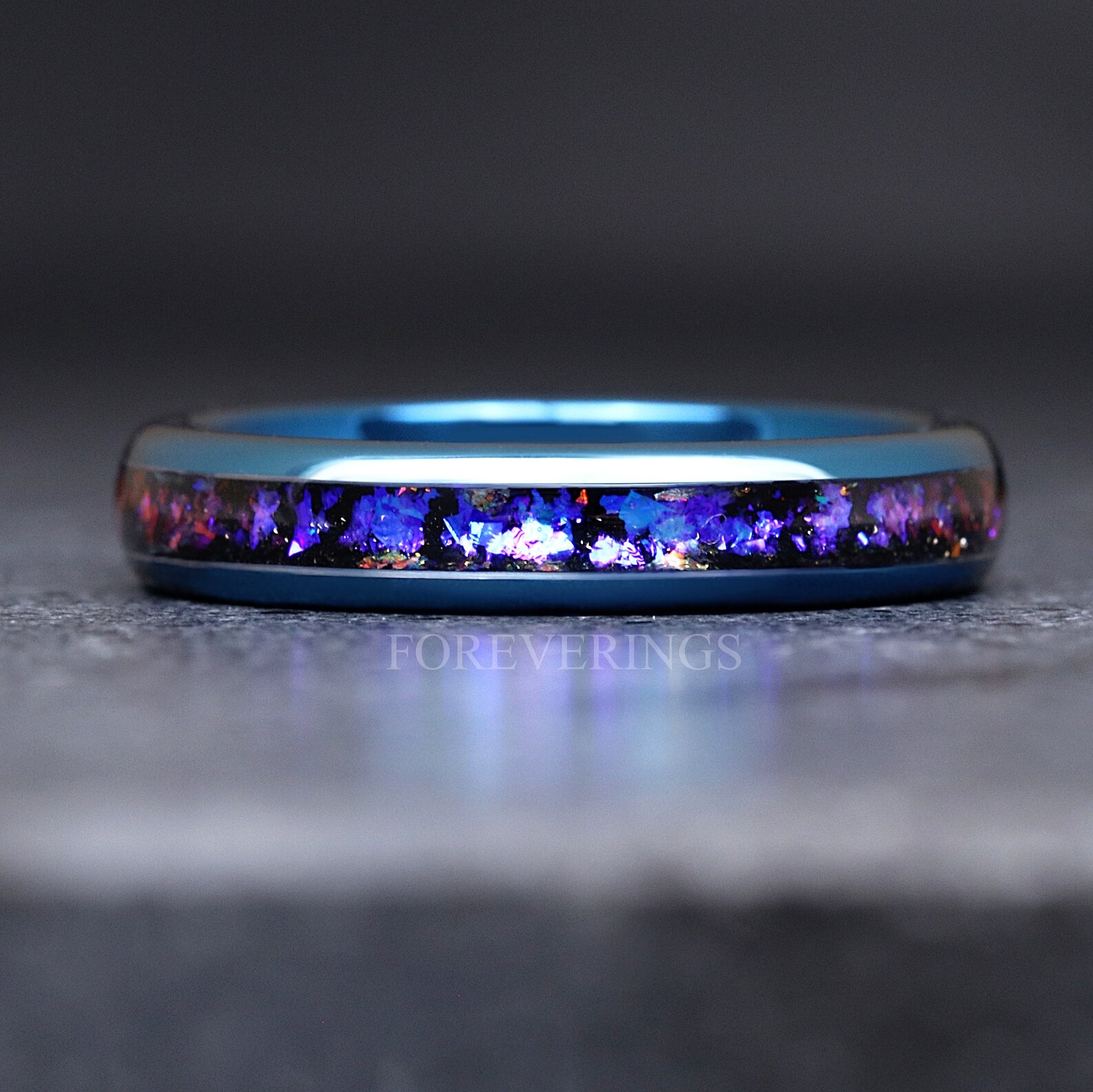 Orion Nebula Ring Blue, 4mm Tungsten Wedding Band, Outer Space Ring ...