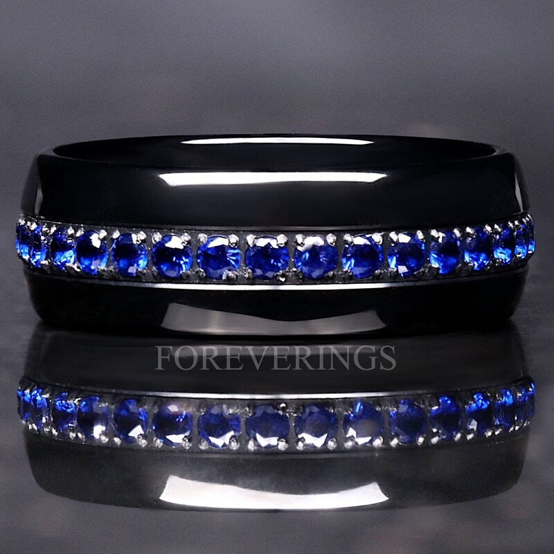 Men Sapphire Wedding Band - Etsy