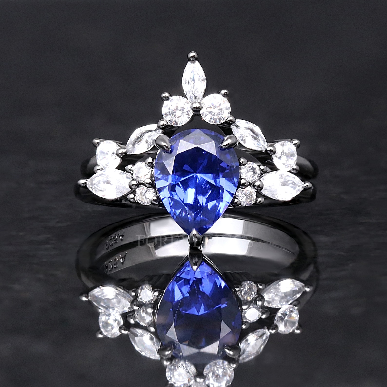 Orion Nebula Ring Set, His and Hers Wedding Band, Black Sapphire ...