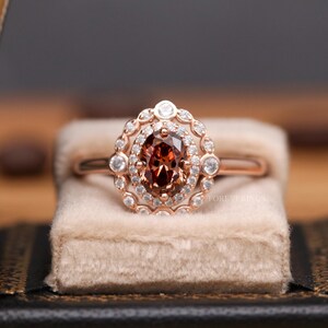 Coffee and Whiskey Engagement Ring Set, His and Her Rose Gold Wedding ...