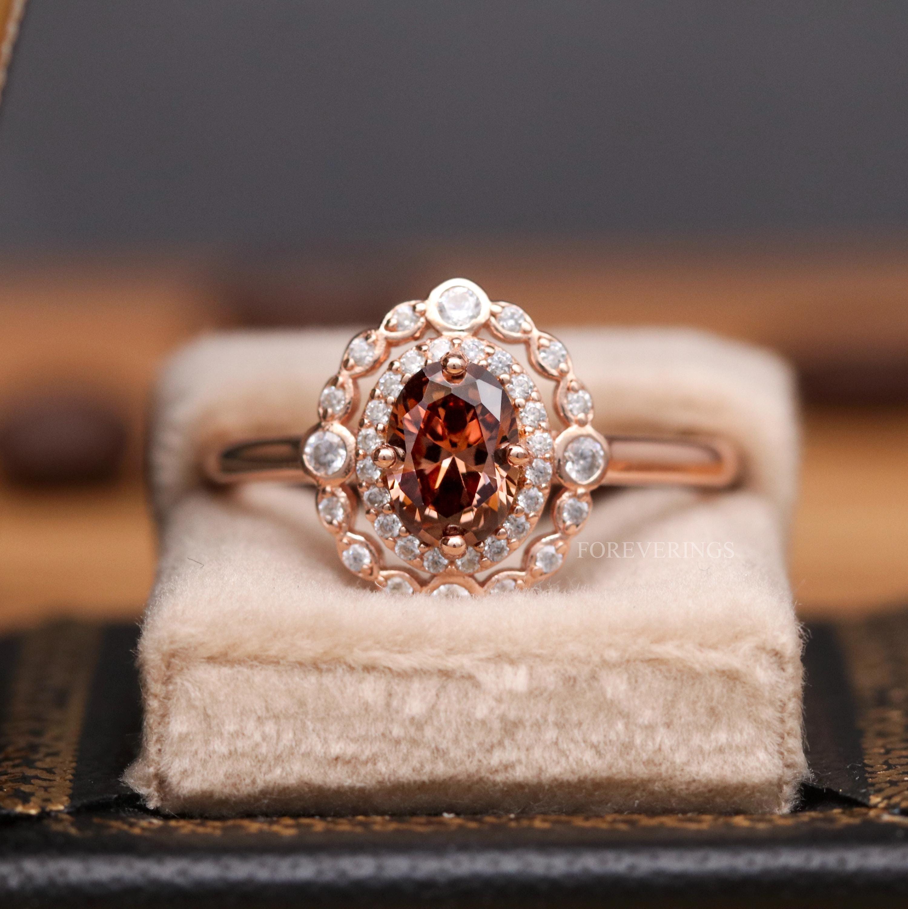 Coffee and Whiskey Engagement Ring Set, His and Her Rose Gold Wedding ...