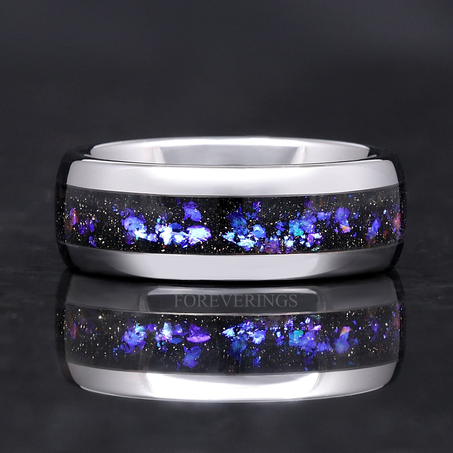 Orion Nebula Ring 8mm-6mm-4mm Silver Tungsten Wedding Band - Etsy