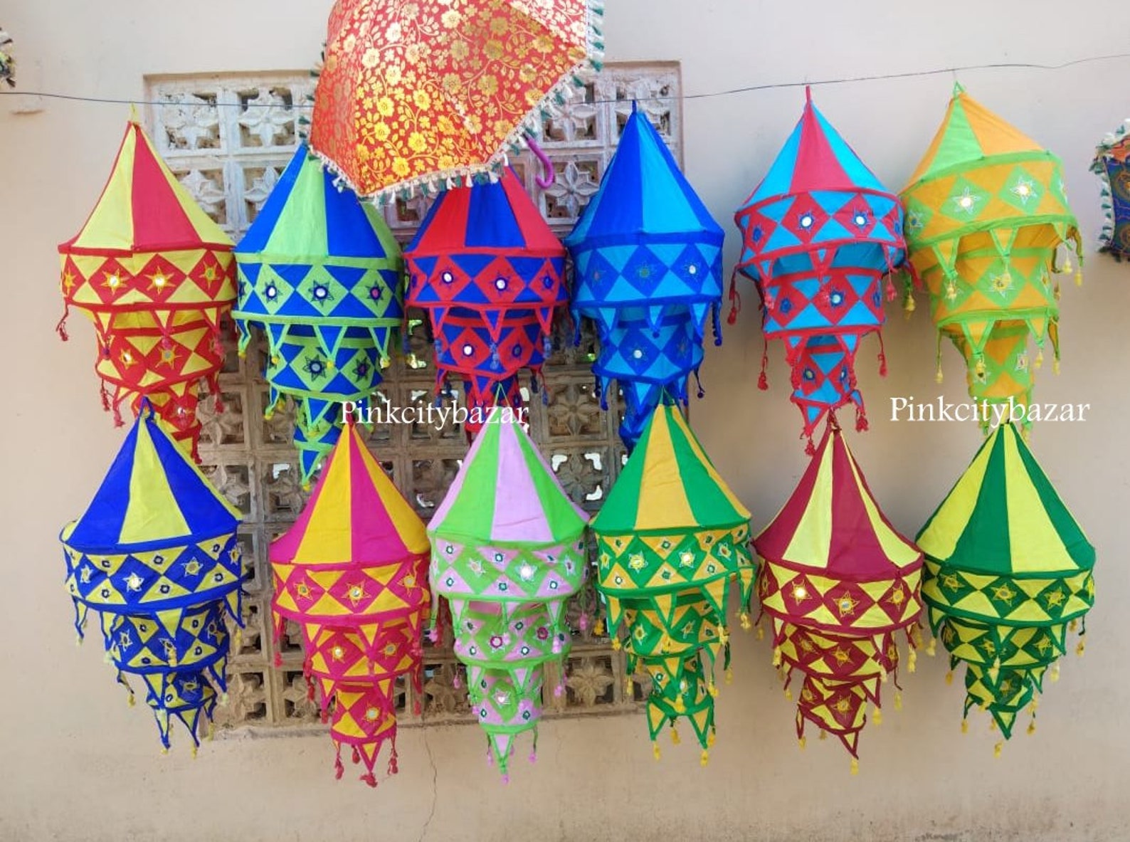 Indian Wedding Decor Lanterns Collapsible Lamps Colorful Tent Hangings ...