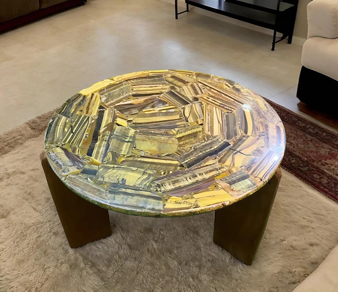Unique Tiger Eye Stone Coffee Table Top Random Work Tiger Eye Stone ...