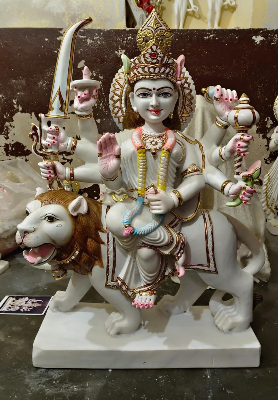 Durga Statue Marble Murti Jagdamba Figurine Indian Goddess Durga ...