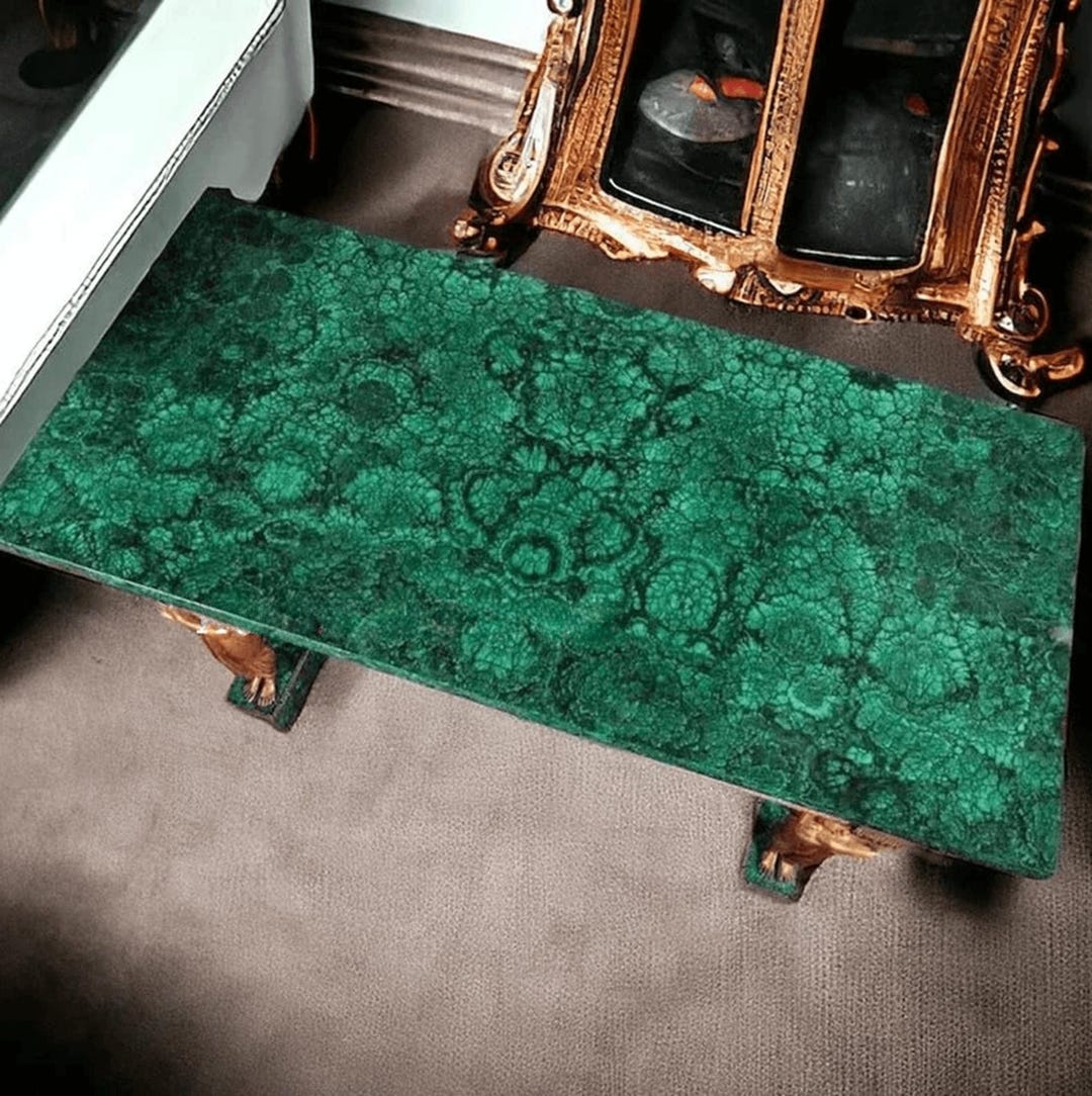 Rectangle Malachite Stone Dining Table Top Handmade Random Work Mosaic ...