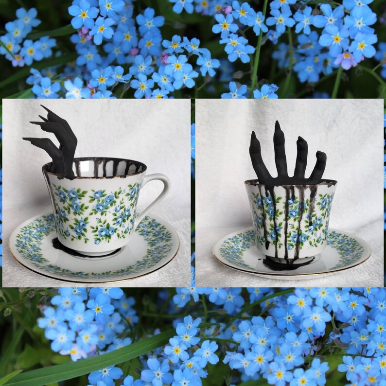 Blue Flower Demon Teacup - Etsy