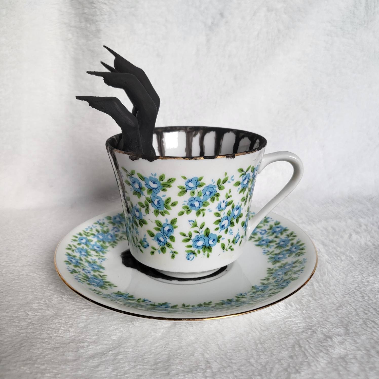 Blue Flower Demon Teacup | Etsy