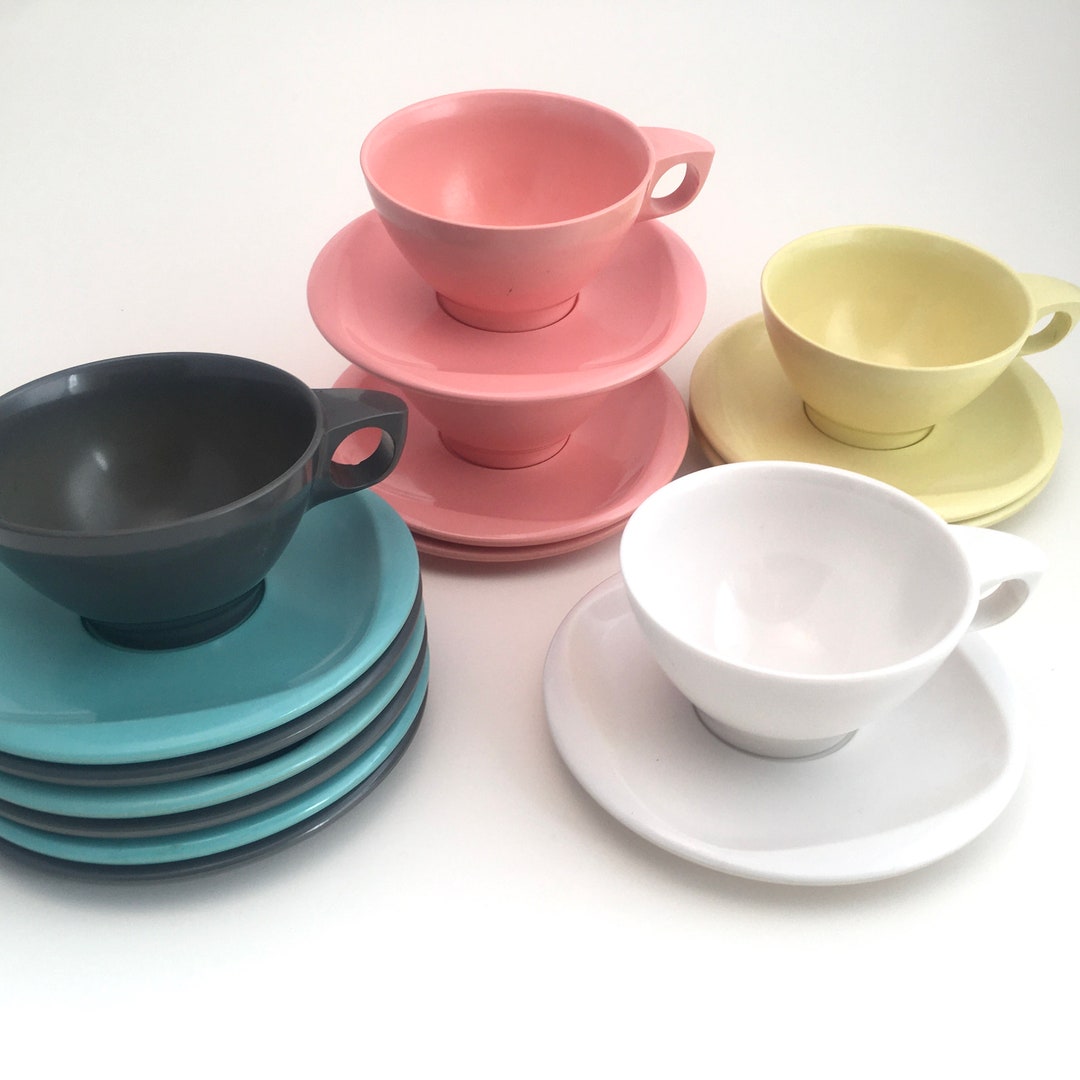 Lot: Boontonware Melamine Tea Cups and Saucers. Preloved. - Etsy