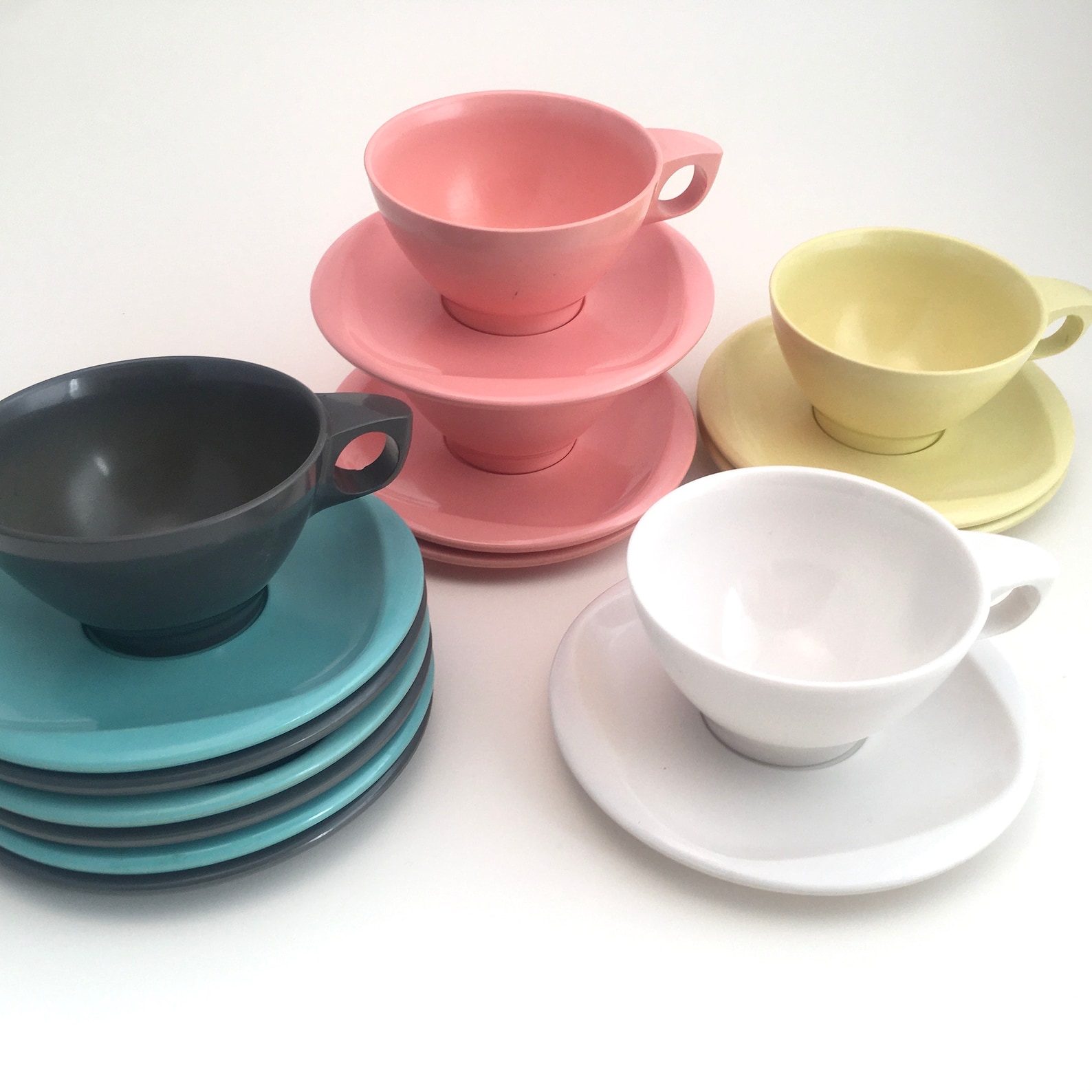 Lot: Boontonware Melamine Tea Cups and Saucers. Preloved. - Etsy