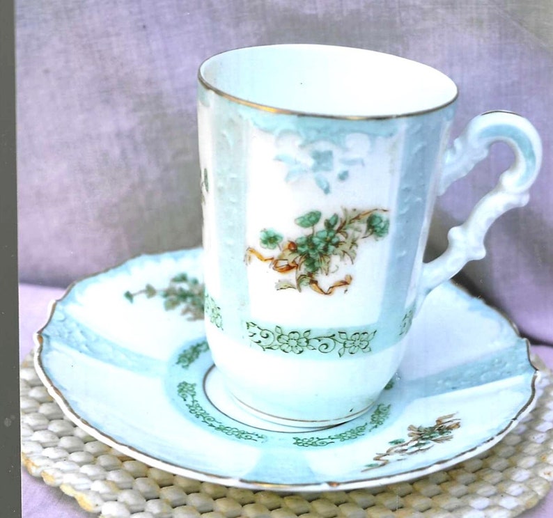 TEA CUP Germany Blue Design Set Tea Cup and Saucer Mint - Etsy