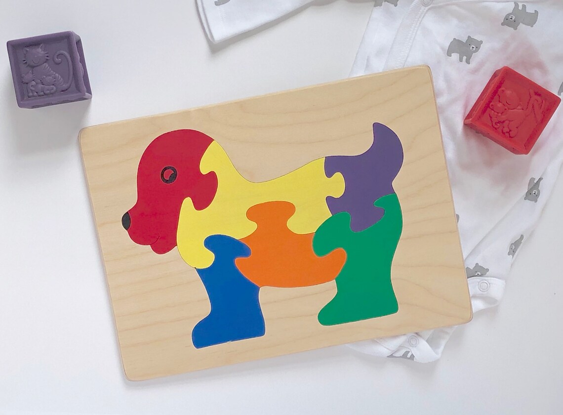 Puppy Puzzle Dog Puzzle Wooden Puzzle Toys for Toddlers - Etsy