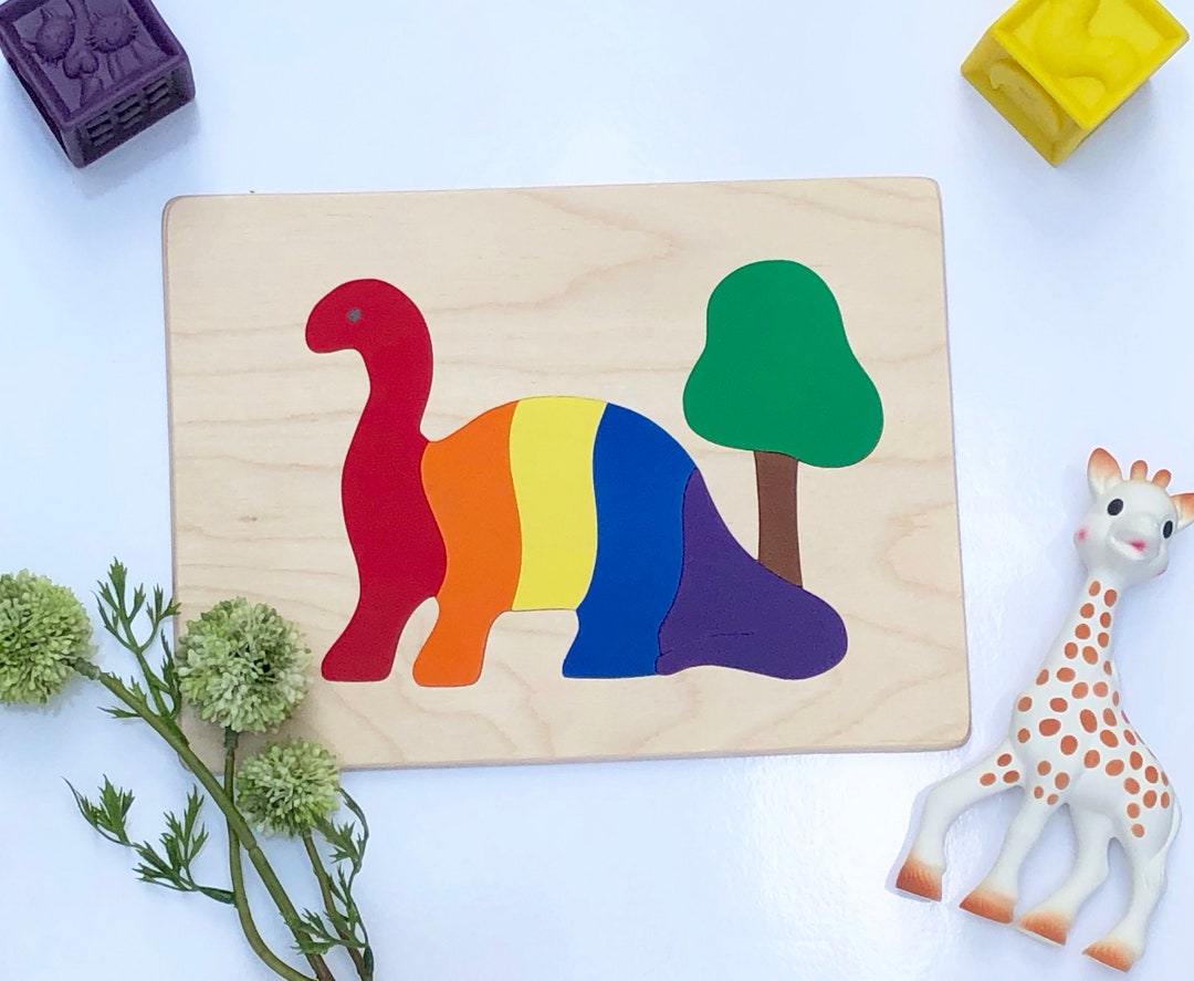 Dinosaur Puzzle, Brontosaurus Puzzle, Wooden Puzzle, Educational Gift ...